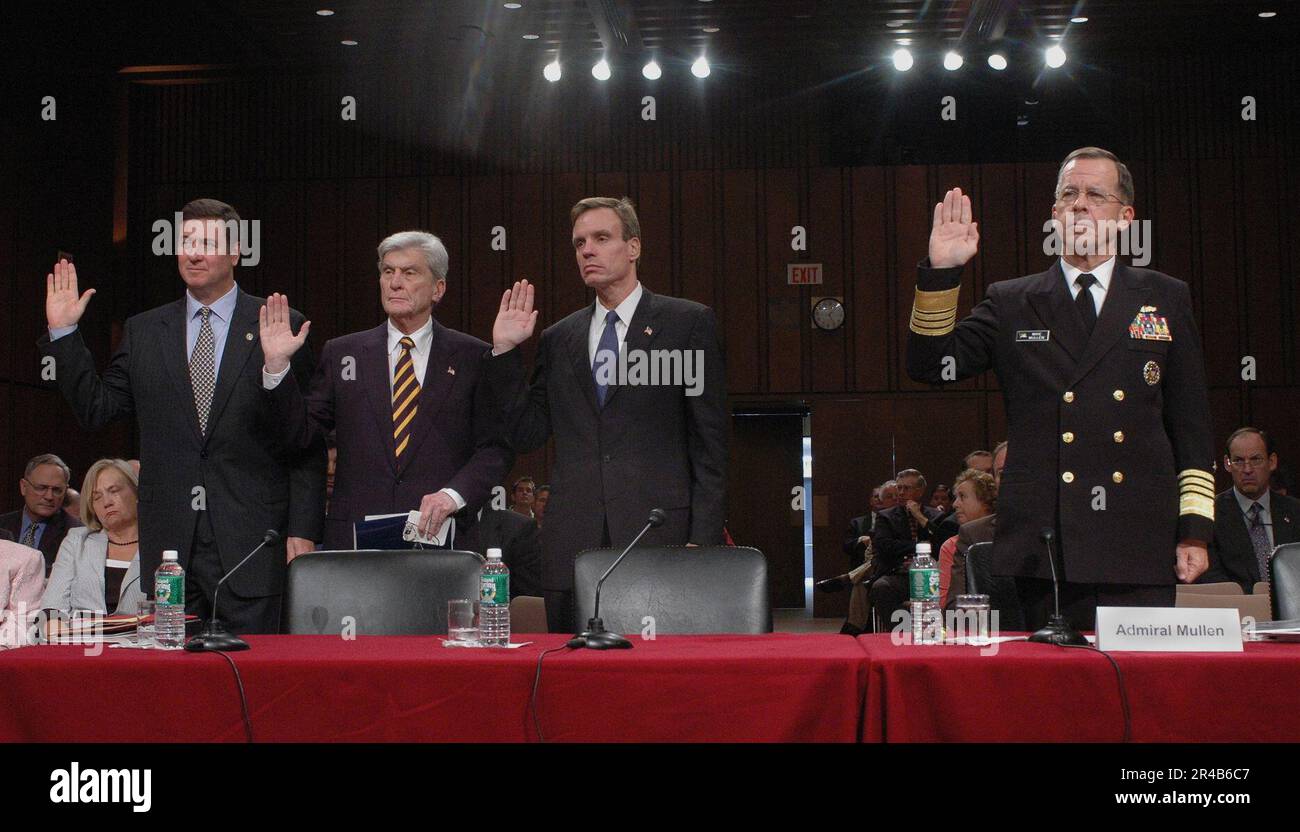 US Navy From left, Virginia Senators George Allen and John Warner ...