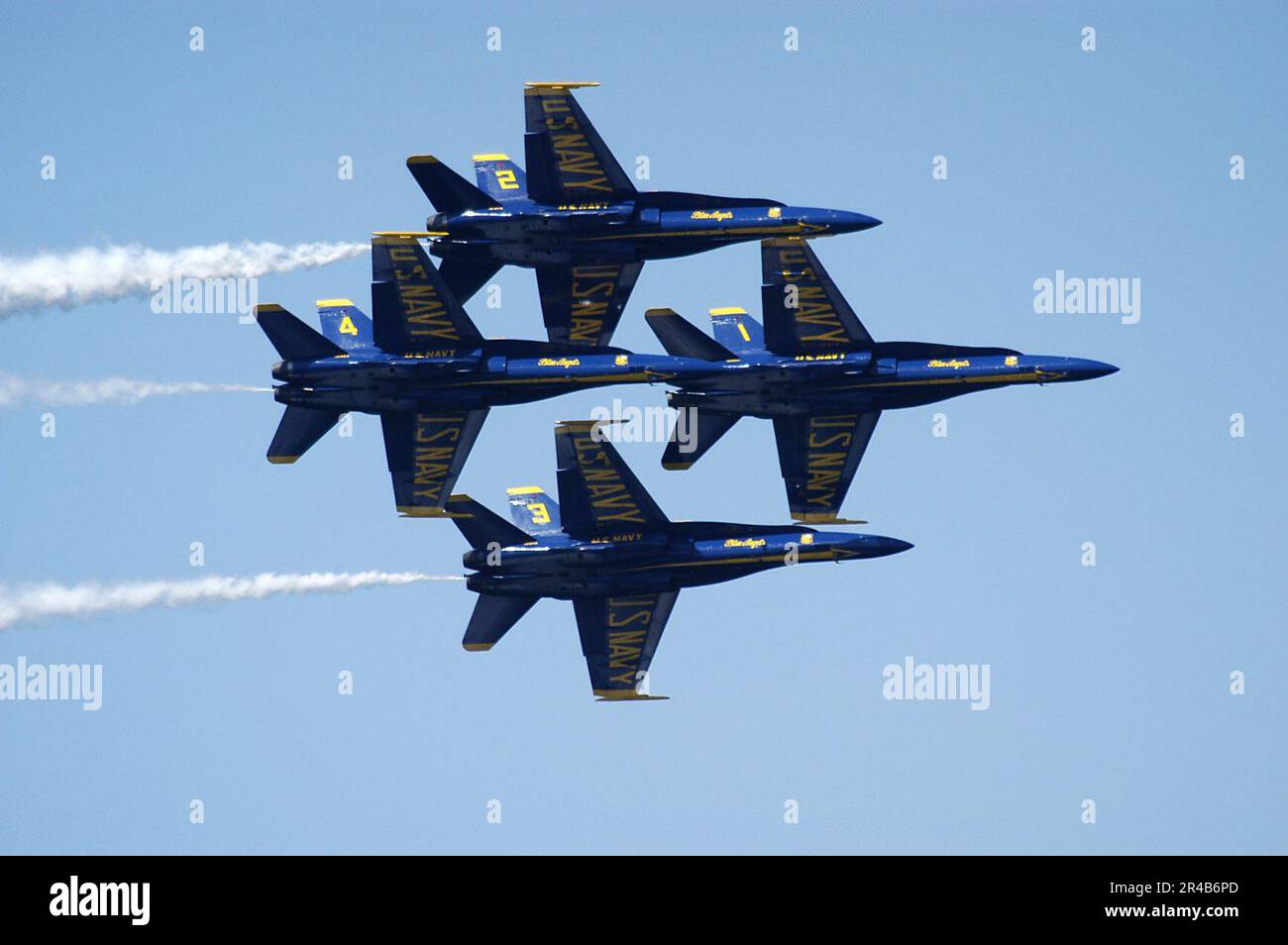US Navy Four F-A-18A Hornets perform their classic diamond formation ...
