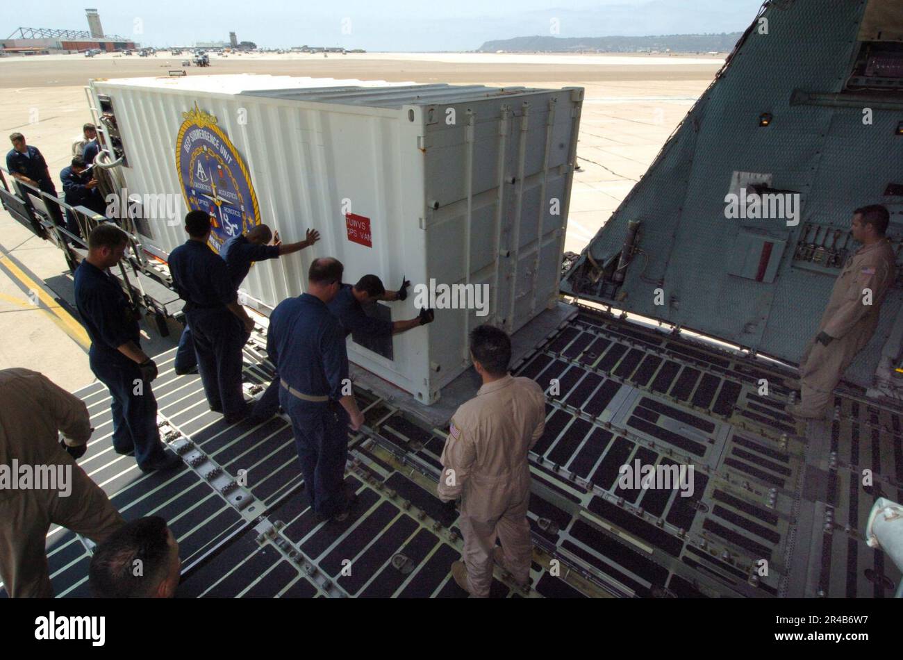 US Navy ROV Super Scorpio is loaded aboard Air Force C-5 Stock Photo ...