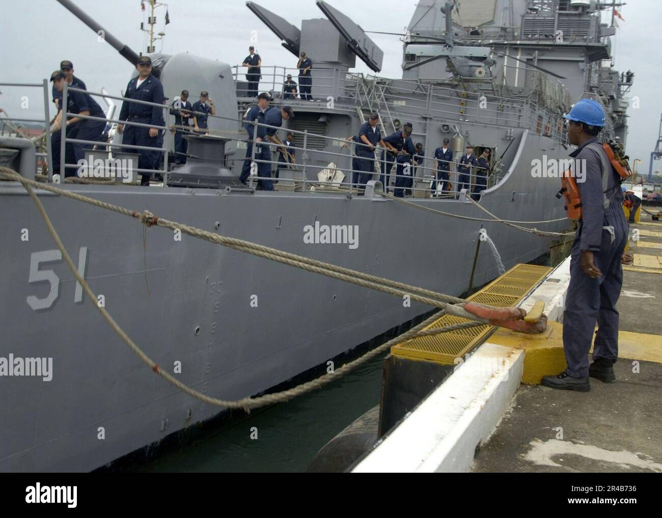 US Navy U.S. Naval personnel assigned to the guided missile cruiser USS ...