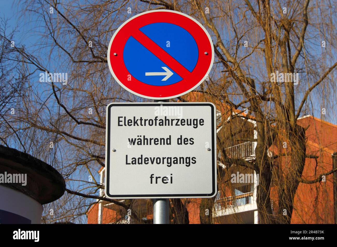 Traffic sign stopping permission for electric cars during charging ...