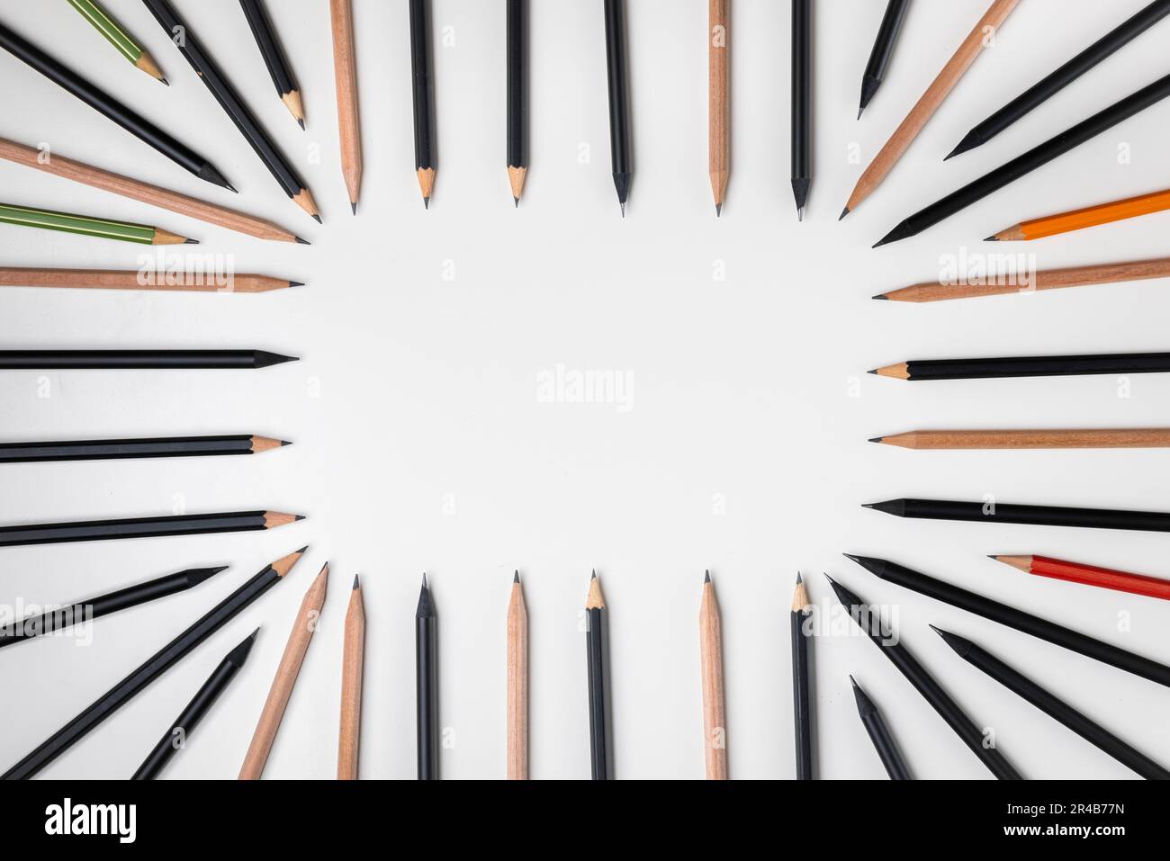 Frame made of pencils, white background, copying room Stock Photo - Alamy