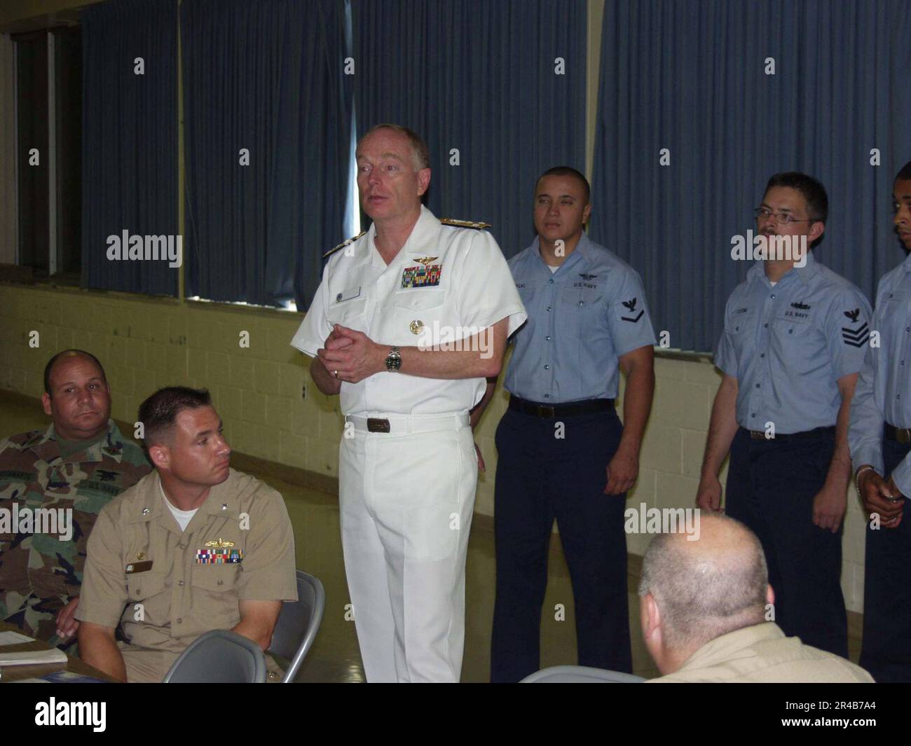 US Navy Chief of Naval Reserve, Vice Adm. John Cotton, speaks to the ...