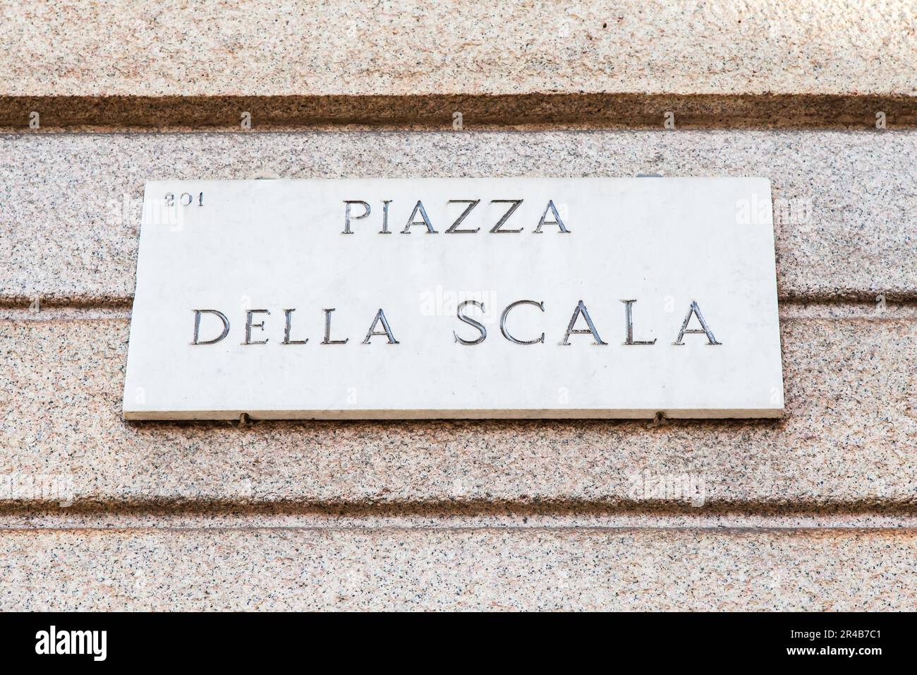 Milano, Italy. Street sign of the famous La Scala square, in front of ...