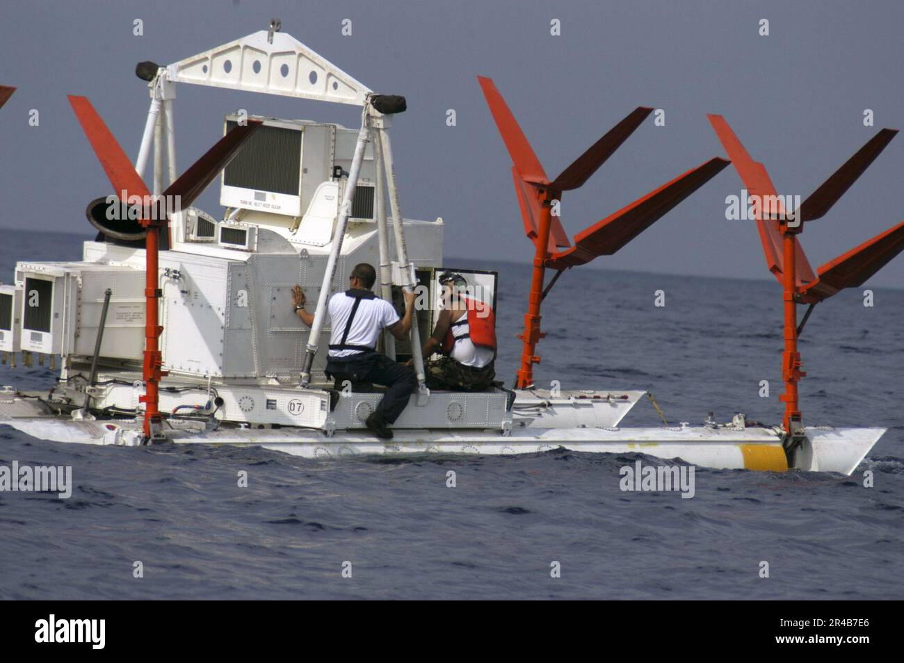US Navy Sailors power-up a MK-105 Magnetic Influence Minesweeping ...