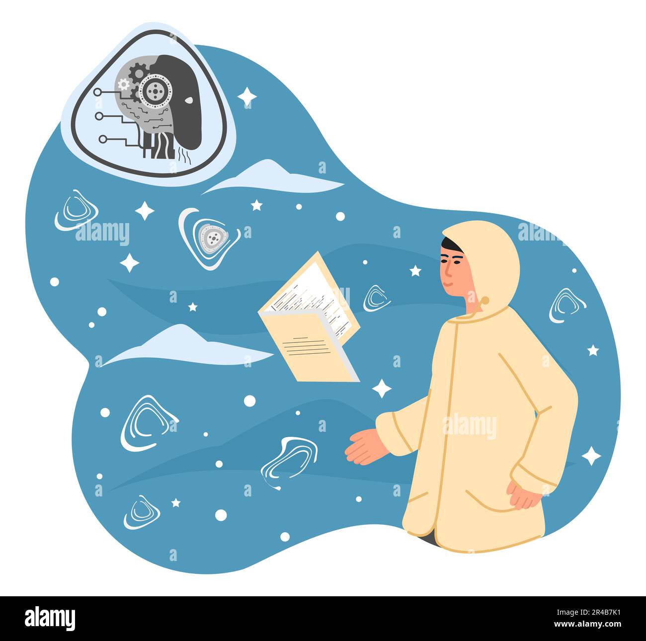 Person uses smart AI to write an essay, thesis, term paper, book, technical documentation ...