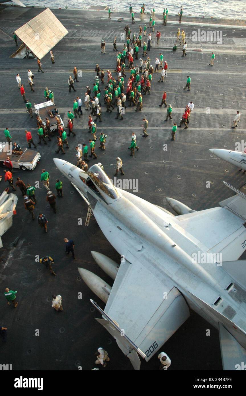 US Navy Carrier Air Wing Five (CVW-5) and Air Department personnel ...