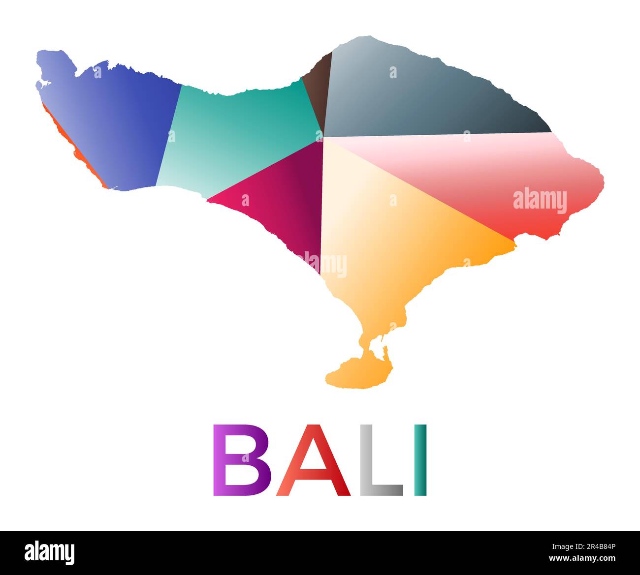 Bright colored Bali shape. Multicolor geometric style island logo ...