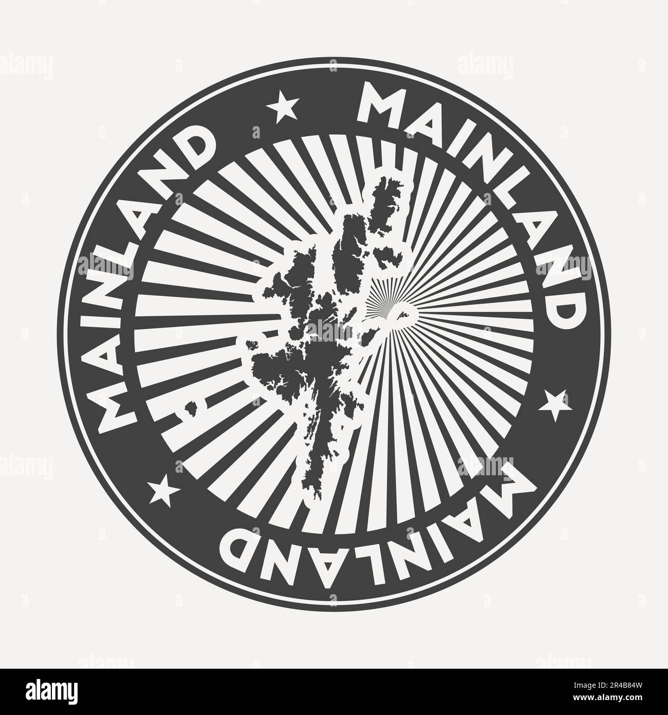 Mainland round logo. Vintage travel badge with the circular name and ...
