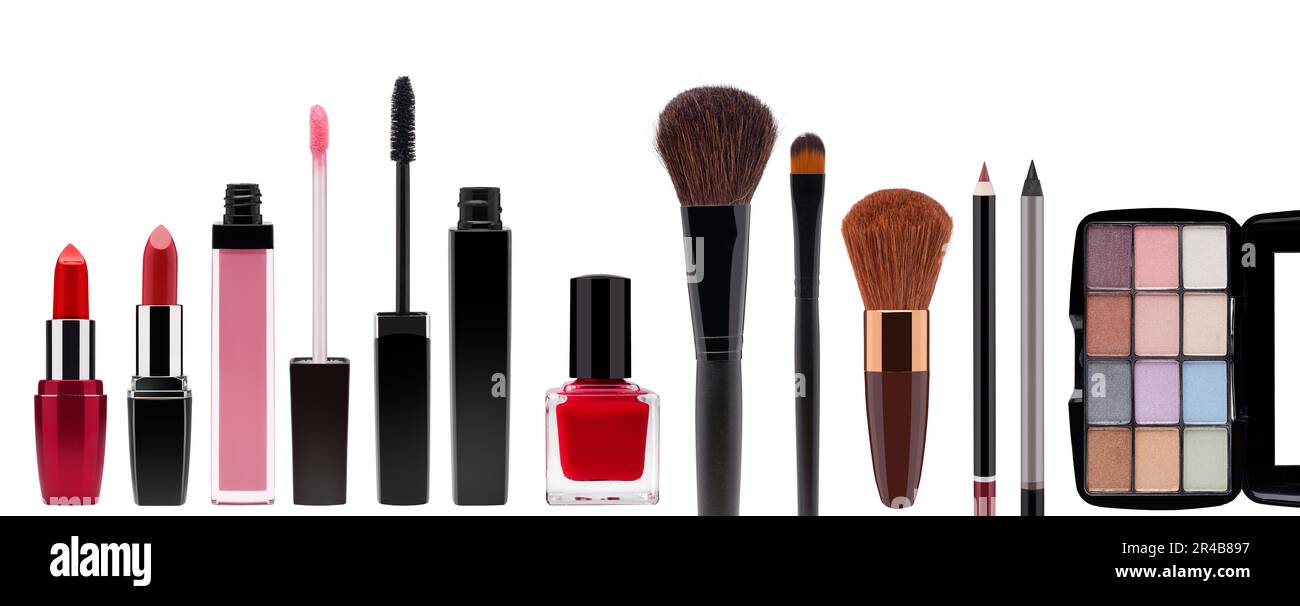 Various Cosmetics on white background Stock Photo - Alamy