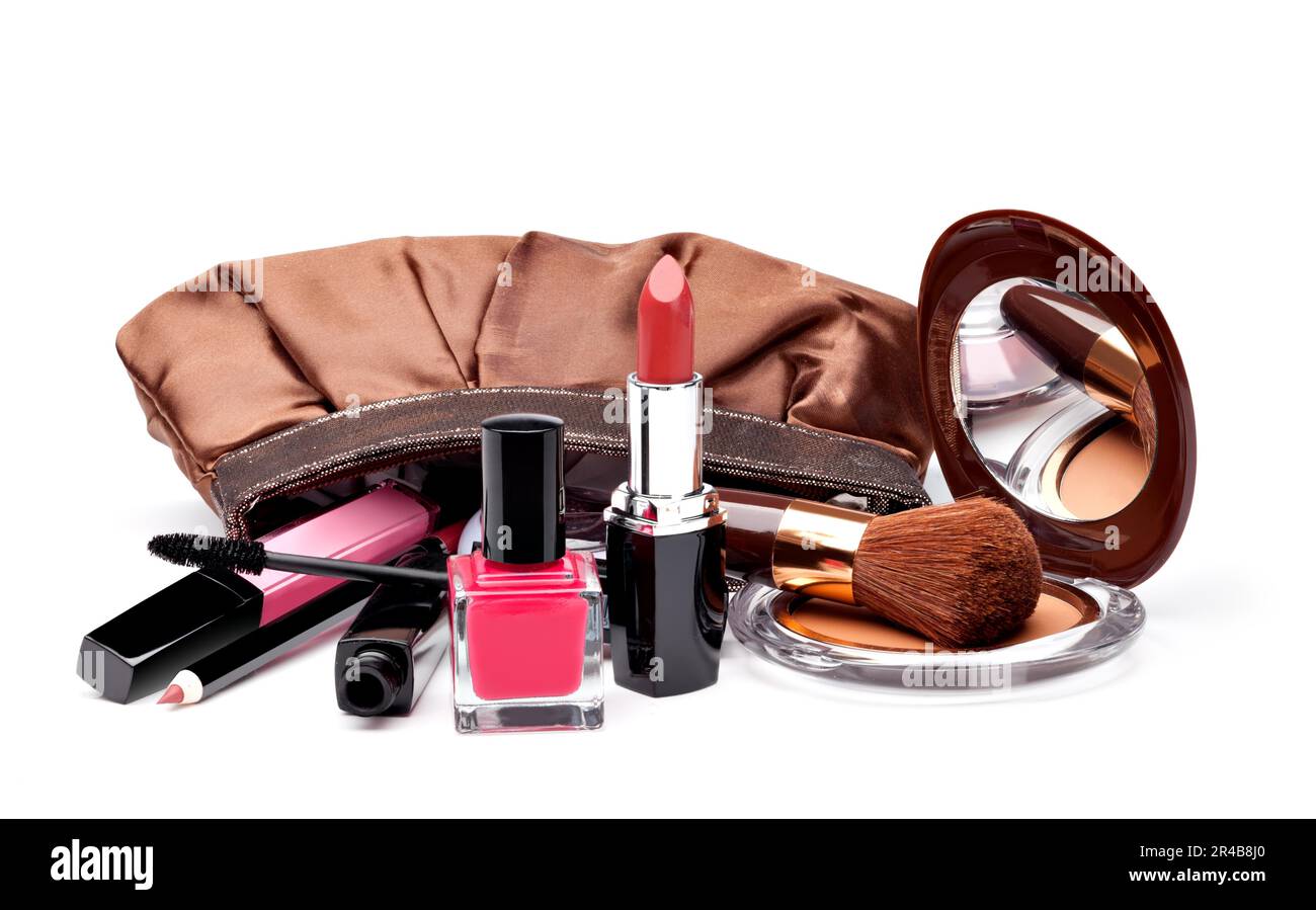 Various Cosmetics on white background Stock Photo - Alamy