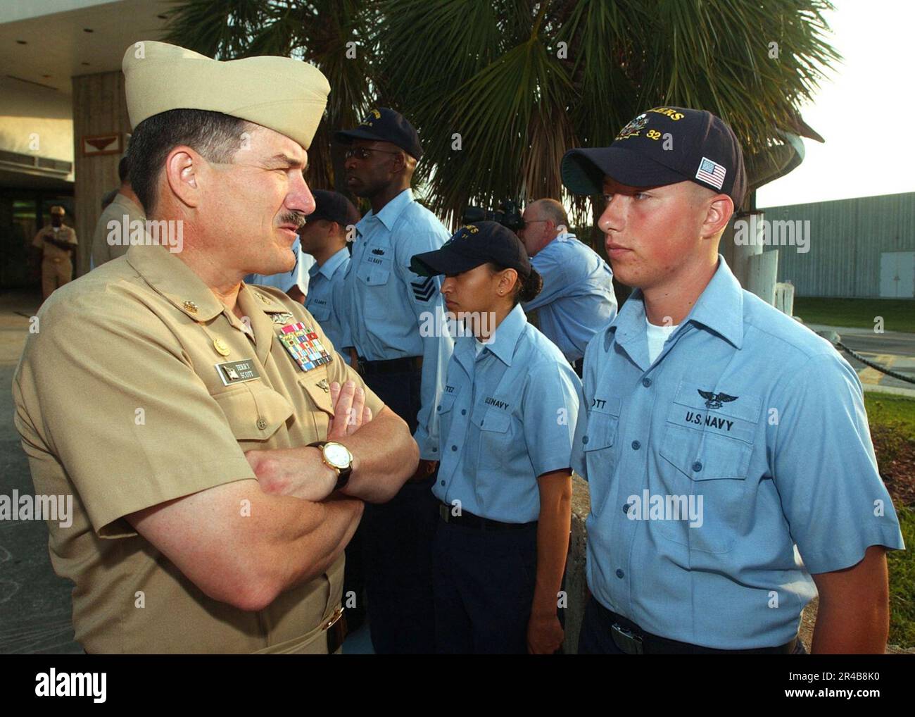 US Navy Master Chief Petty Officer of the Navy Terry Scott speaks to ...