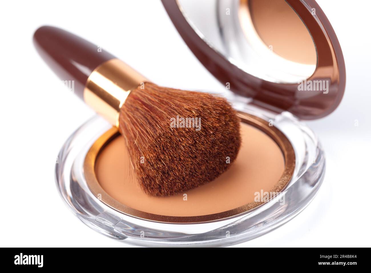 Makeup Powder and Brush on a white background Stock Photo - Alamy