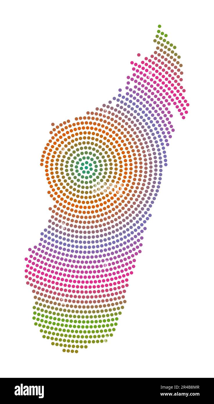 Madagascar dotted map. Digital style shape of Madagascar. Tech icon of ...