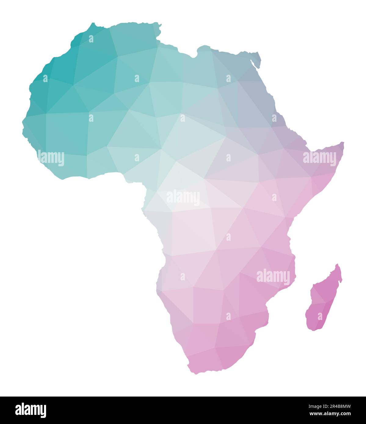 Polygonal map of Africa. Geometric illustration of the continent in ...
