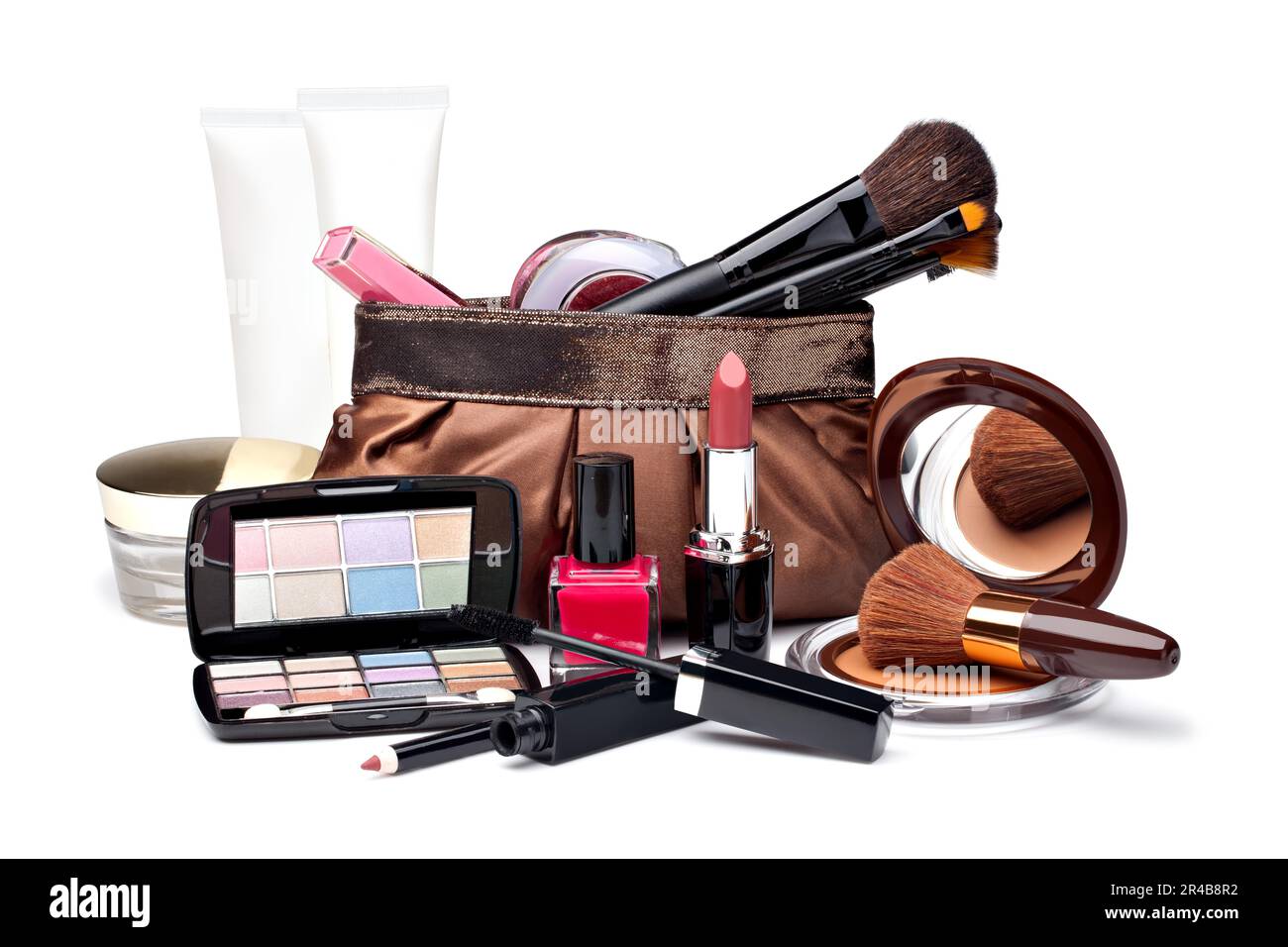 Various Cosmetics on white background Stock Photo - Alamy