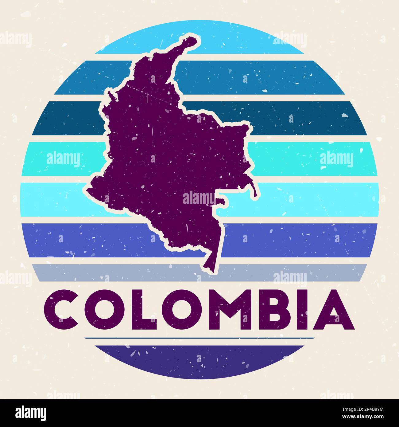 Colombia logo. Sign with the map of the country and colored stripes ...
