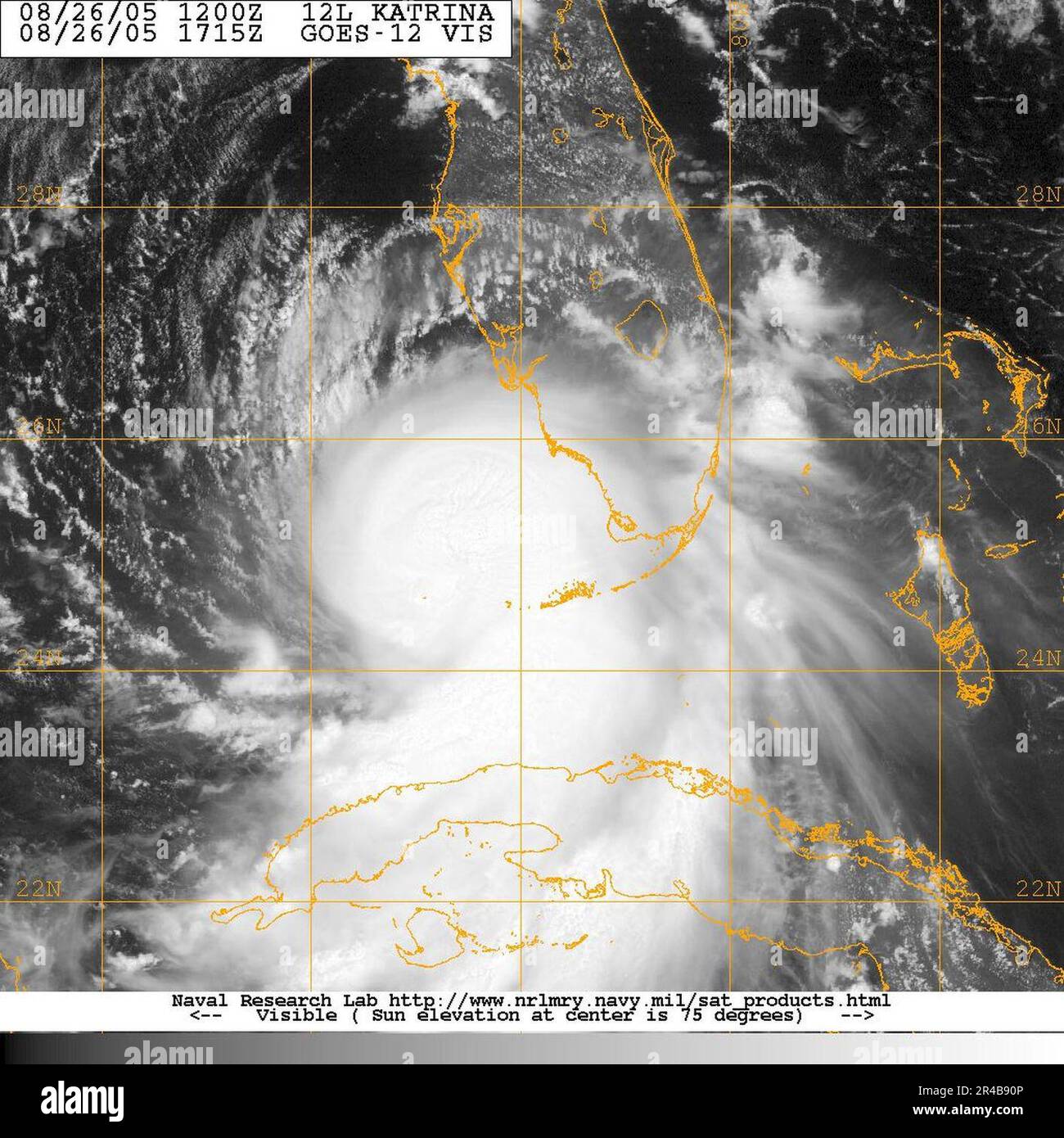 US Navy Satellite imagery showing the anticipated track of Hurricane ...