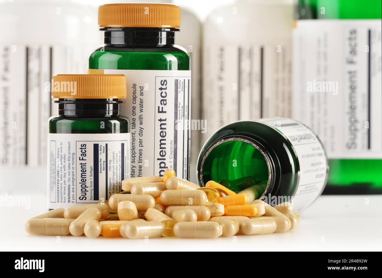 Composition with dietary supplement capsules. Drug pills Stock Photo ...
