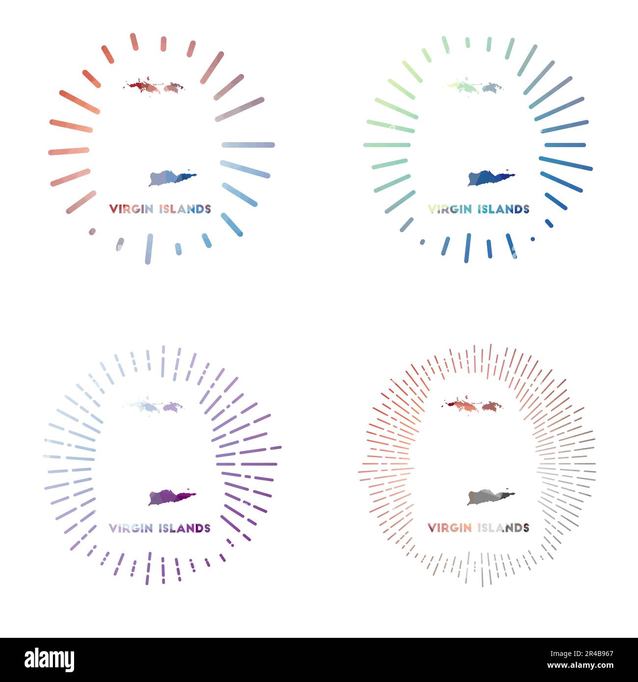 Virgin Islands low poly sunburst set. Logo of island in geometric ...