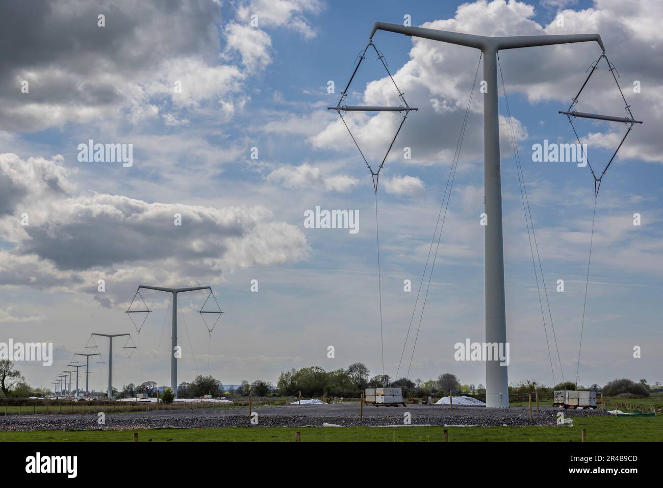 T Pylons under construction for the new Hinkley Point C power station ...