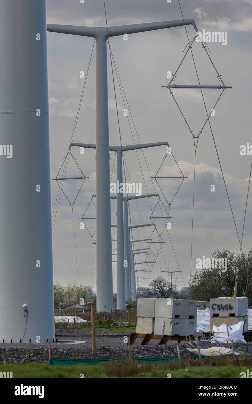 T Pylons under construction for the new Hinkley Point C power station ...