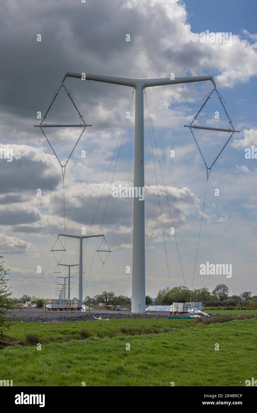 T Pylons under construction for the new Hinkley Point C power station ...
