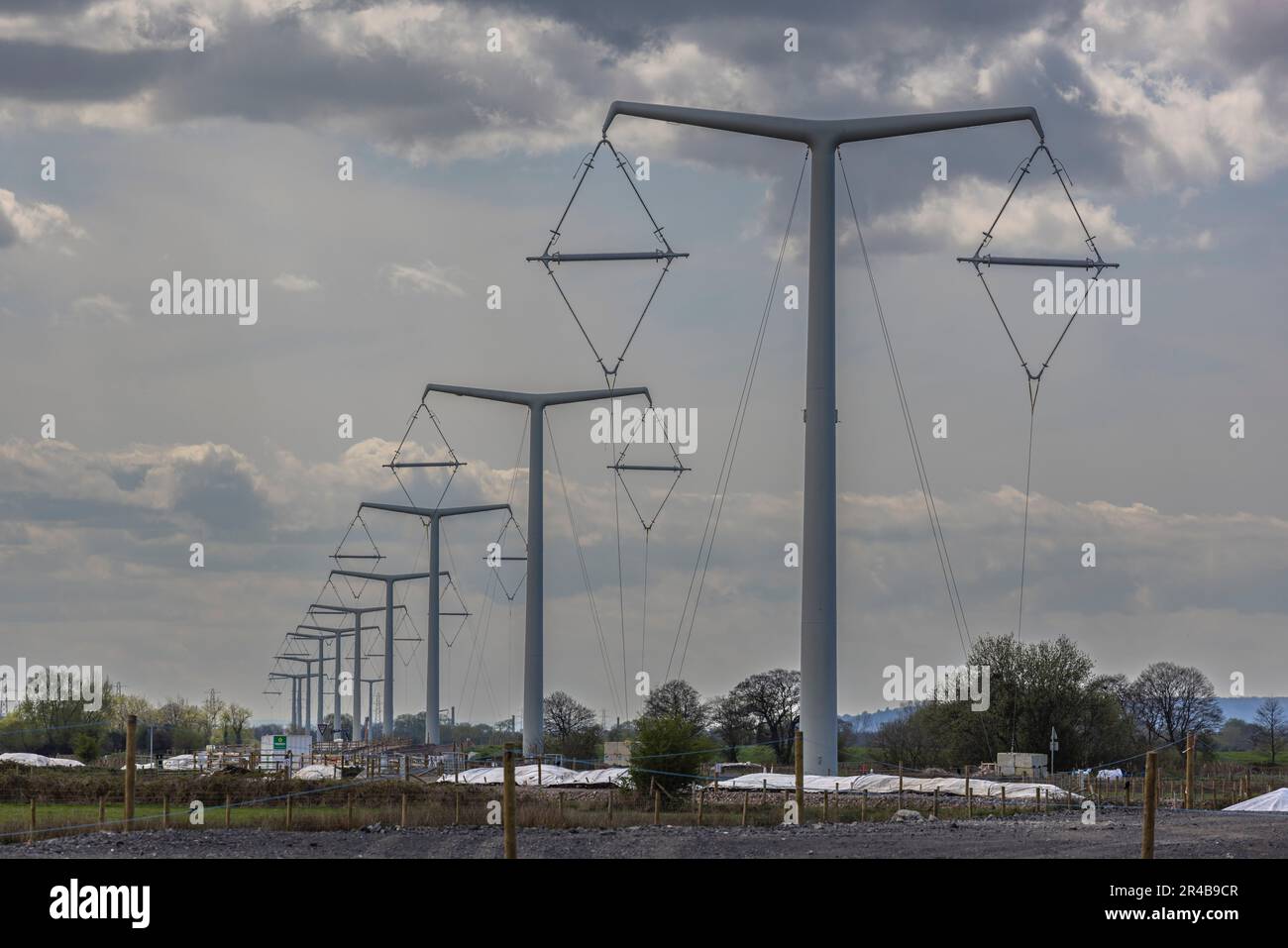 T Pylons under construction for the new Hinkley Point C power station ...