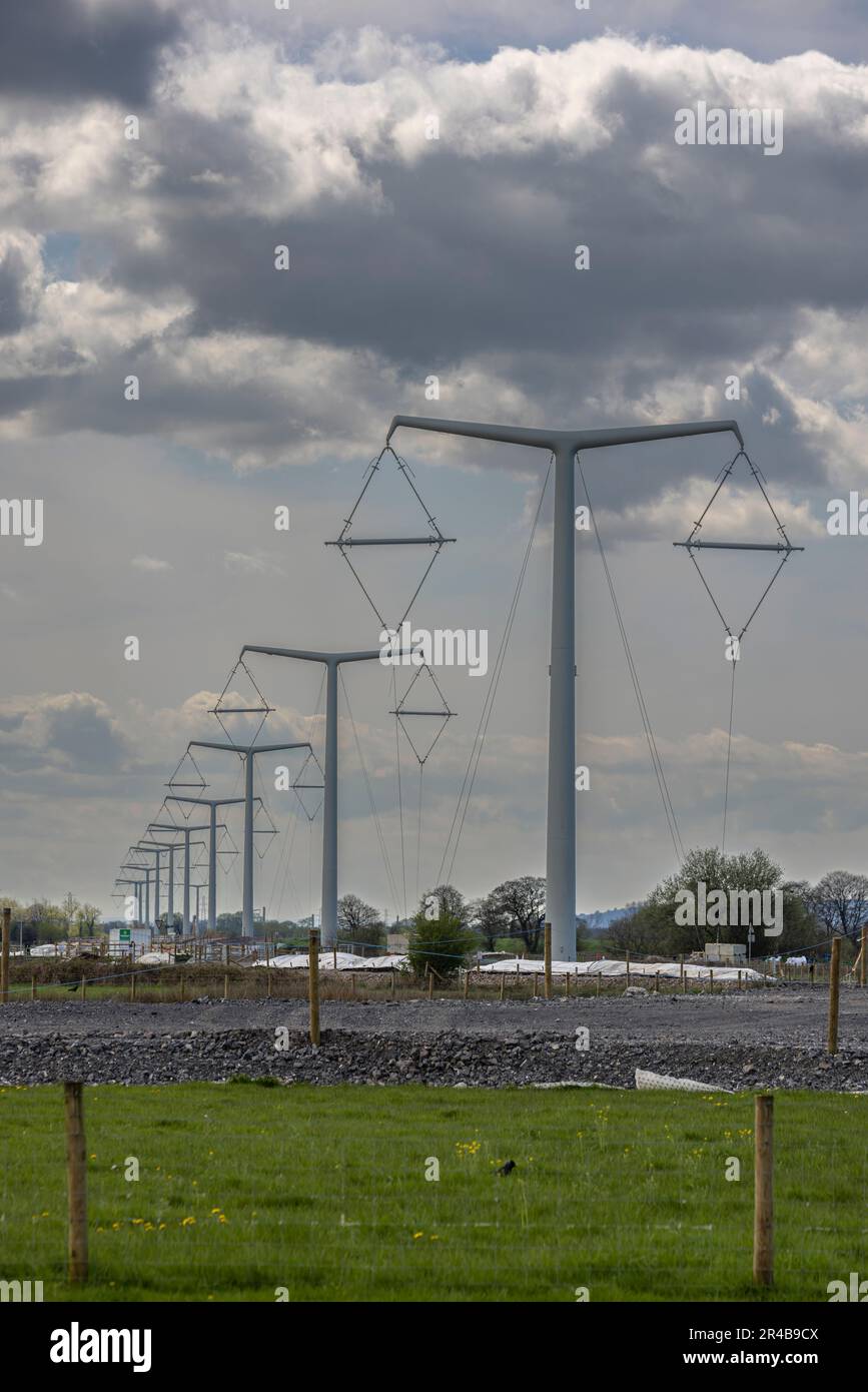 T Pylons under construction for the new Hinkley Point C power station ...
