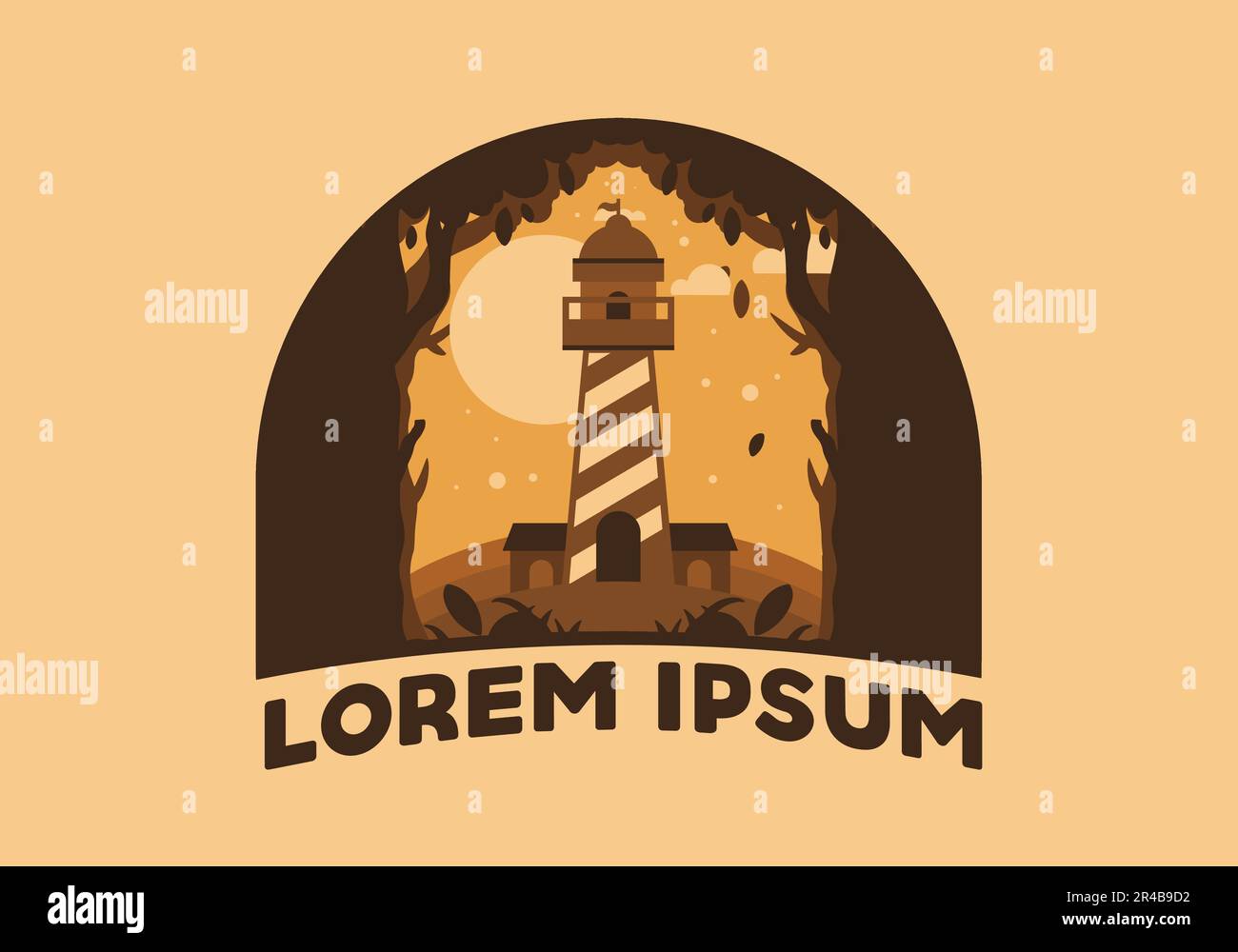 Colorful flat illustration design of lighthouse in the forest Stock ...