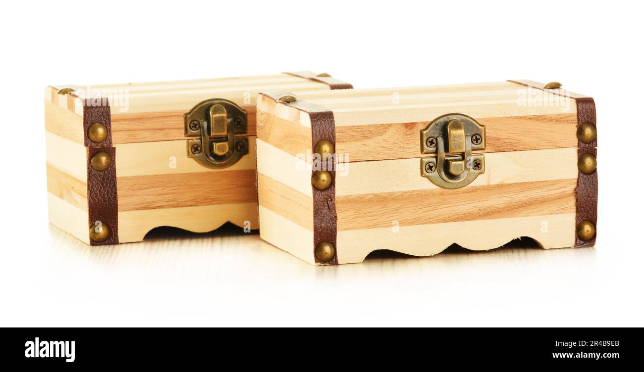 Hand made wooden box for keeping small personal belongings isolated on ...