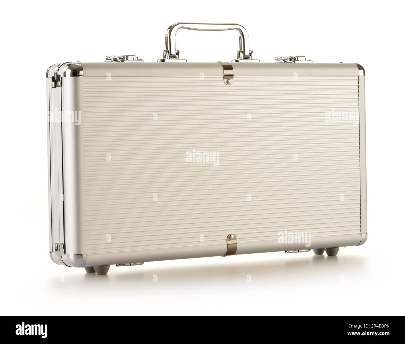 Modern metallic silver briefcase isolated on white Stock Photo - Alamy