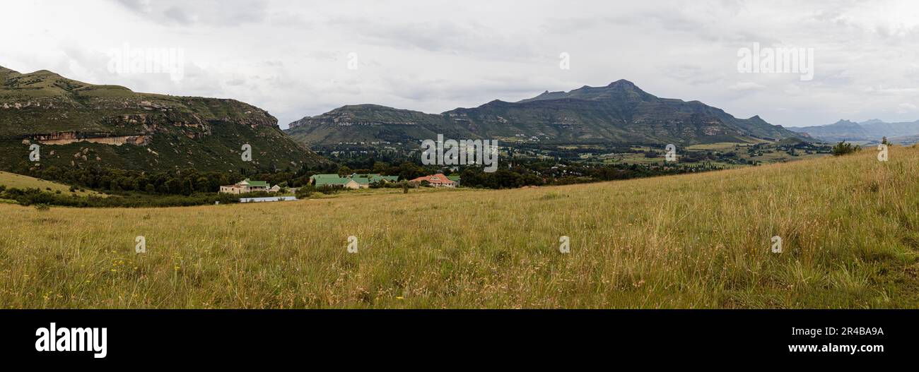 A captivating landscape with valleys and fields around the town of ...