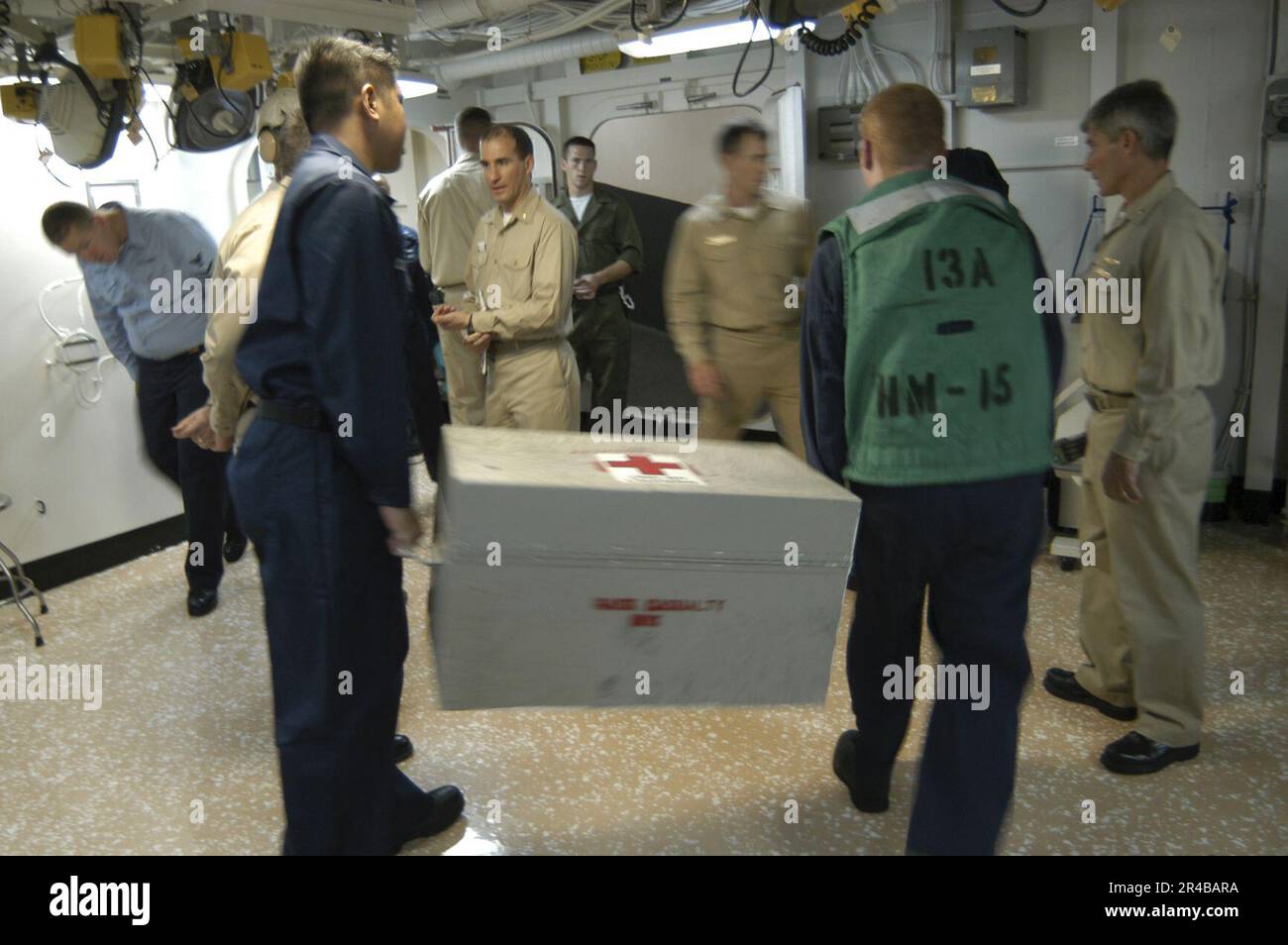 US Navy Crew members aboard amphibious assault ship USS Bataan (LHD 5 ...