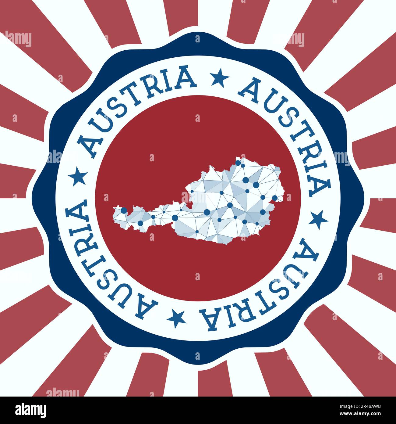 Austria Badge. Round logo of country with triangular mesh map and ...