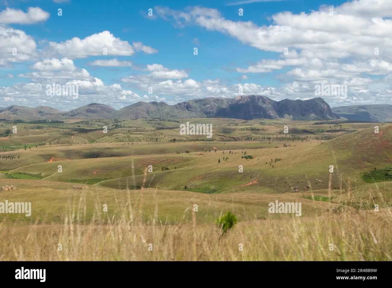 Landscape in the rainy season, northern highlands Madagascar, Central ...