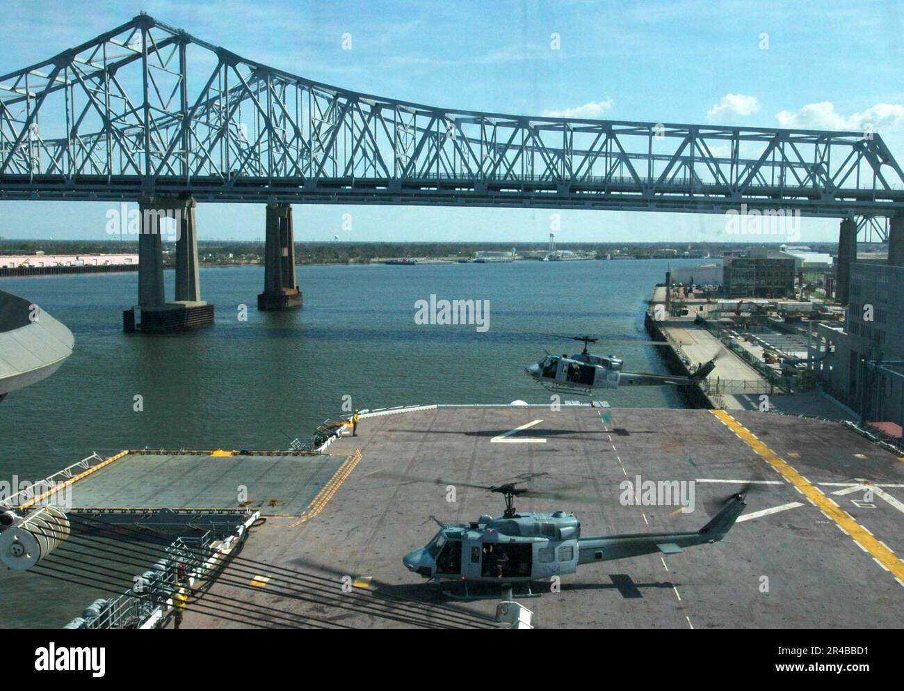 US Navy U.S. Marine Corps UH-1N Huey helicopters conduct flight ...
