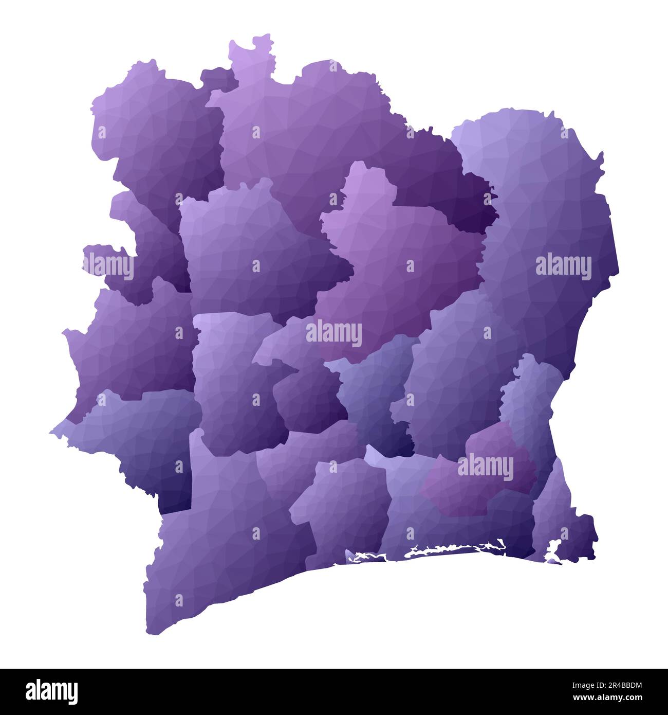 Ivory Coast map. Geometric style country outline. Energetic violet ...