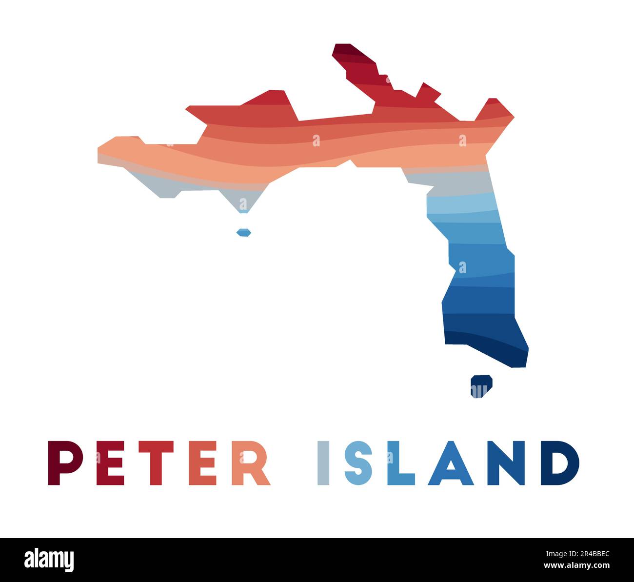 Peter Island map. Map of the island with beautiful geometric waves in ...