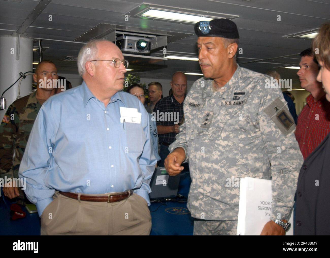 US Navy Vice President Dick Cheney and Lt. Gen. Russel Honore talk ...
