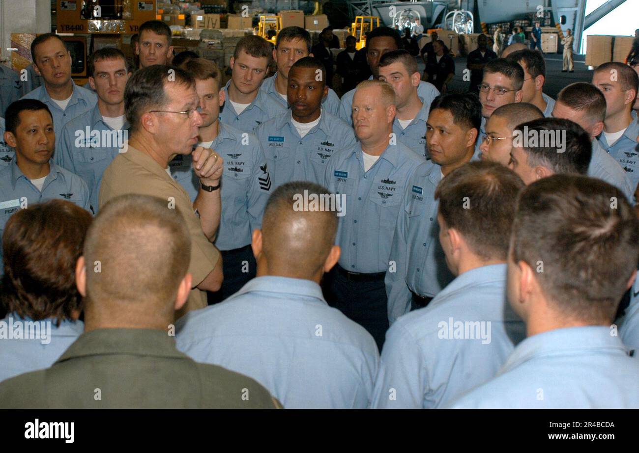 US Navy Chief of Naval Operations (CNO) Adm. Michael G. Mullen talks to ...