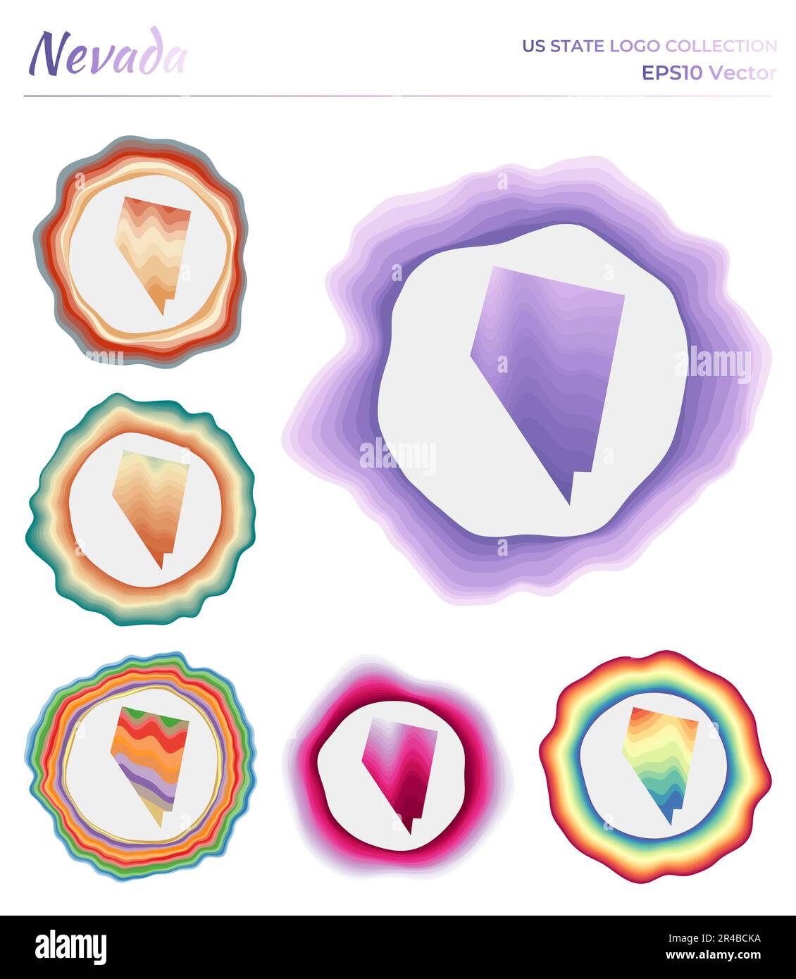 Nevada logo collection. Colorful badge of the US state. Layers around ...