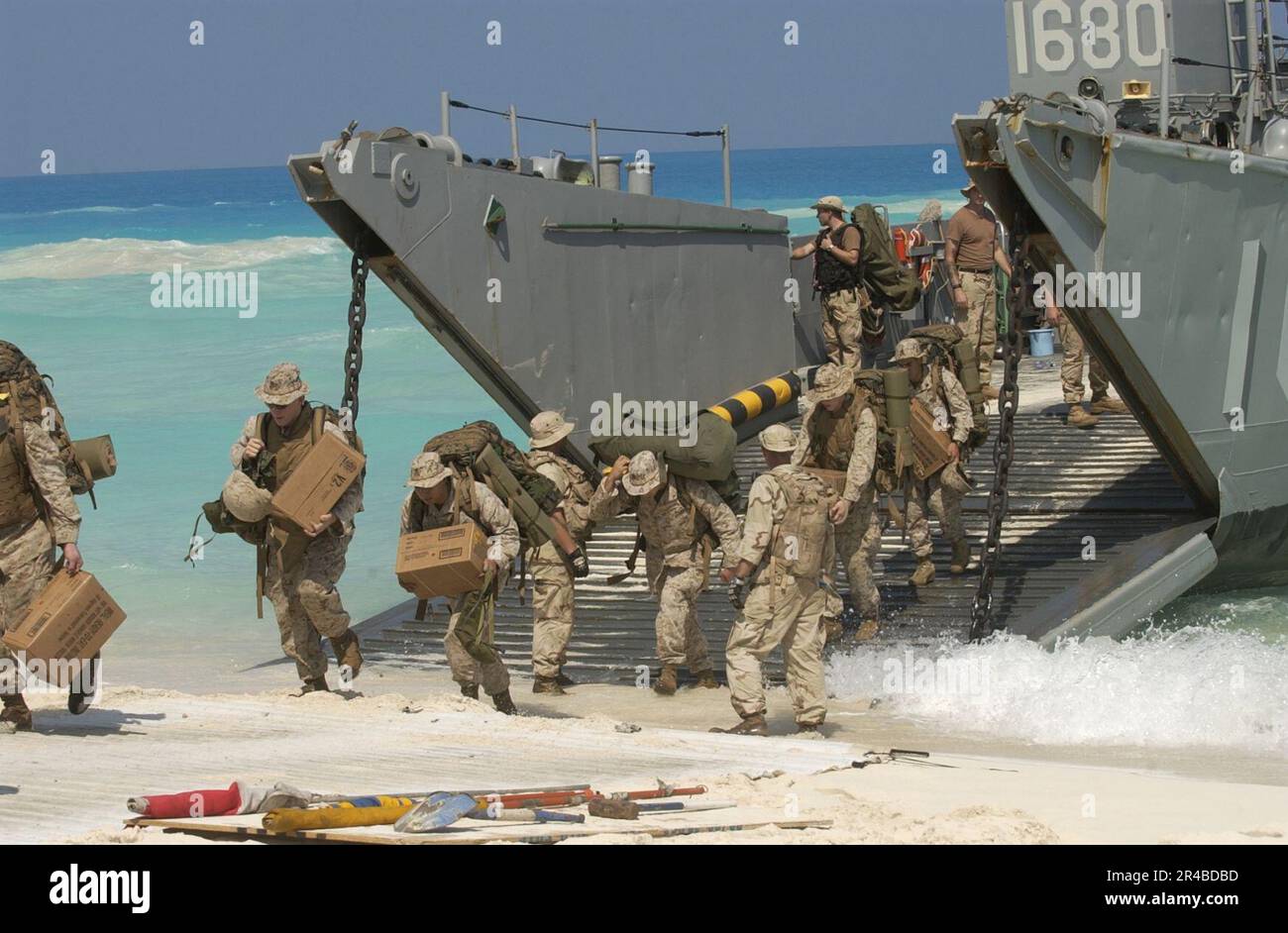 US Navy U.S. Marines assigned to the Expeditionary Strike Group One ...