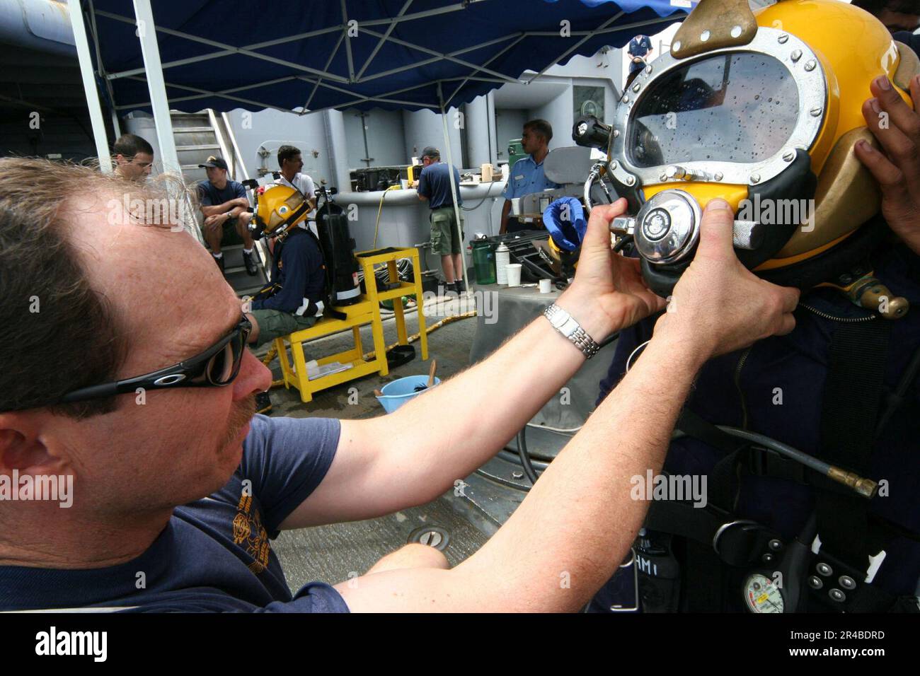 US Navy Chief Hull Technician assigned to the rescue and salvage ship ...