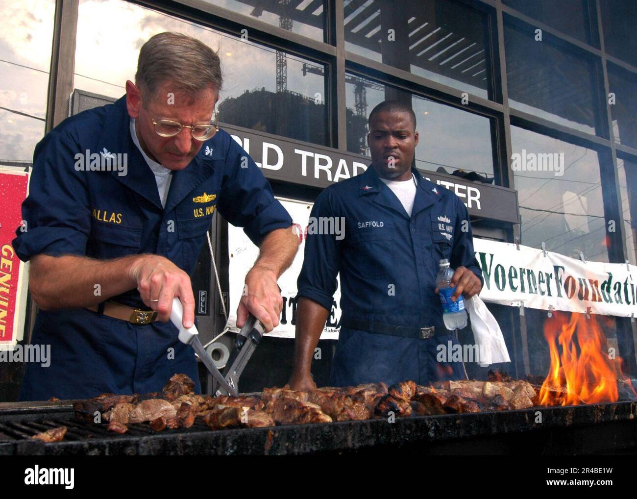US Navy USS Iwo Jima (LHD 7) Commanding Officer, Capt. left, mans one ...