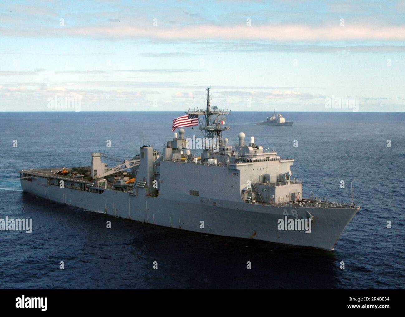 US Navy The dock landing ship USS Ashland (LSD 48), foreground, and the ...