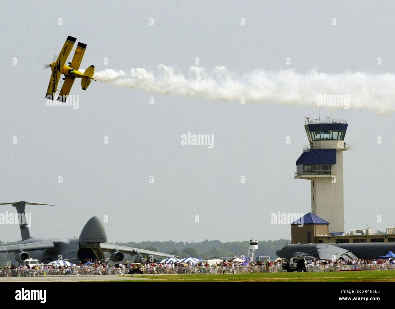 US Navy Jim Leroy in his Bulldog S2S performs aerial maneuvers as part ...