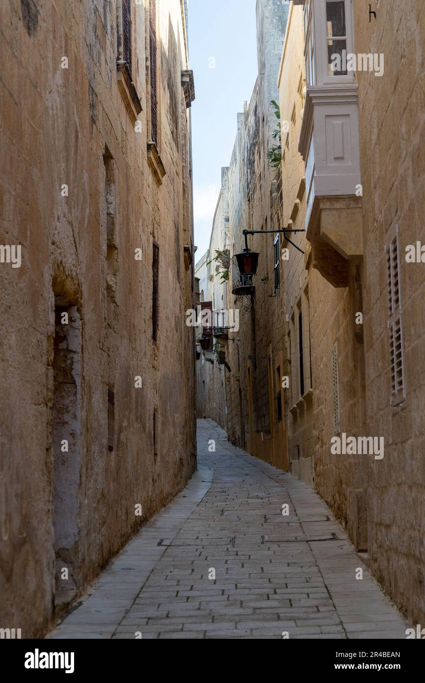 An idyllic street with ancient architecture and old-world charm Stock ...