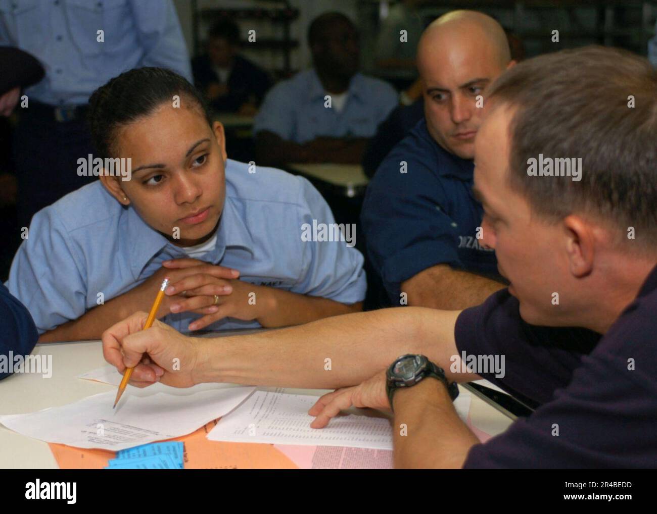 US Navy Seaman signs-up for college classes aboard the Nimitz-class ...