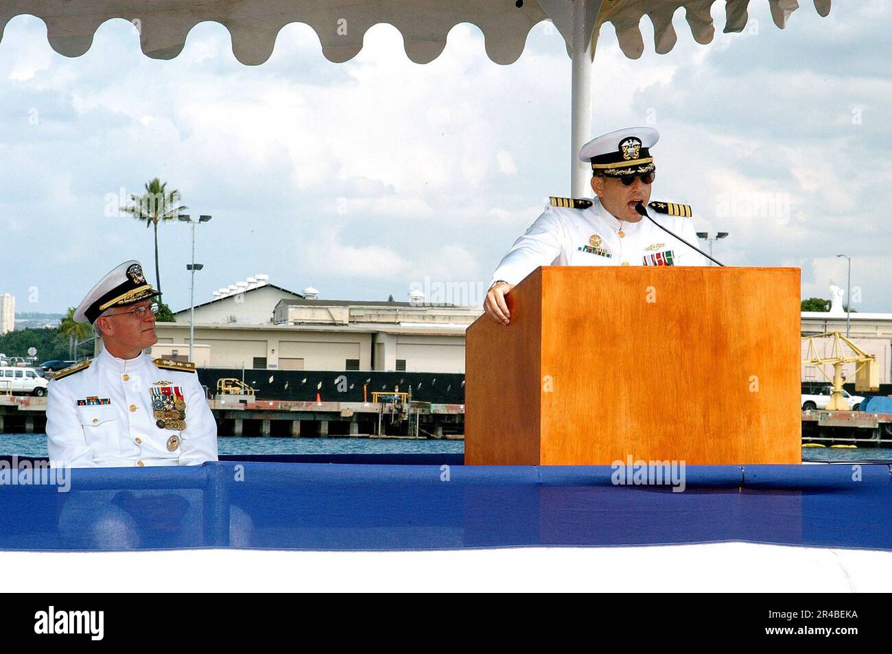 US Navy Commanding officer, USS Olympia (SSN 717), Capt. addresses ...